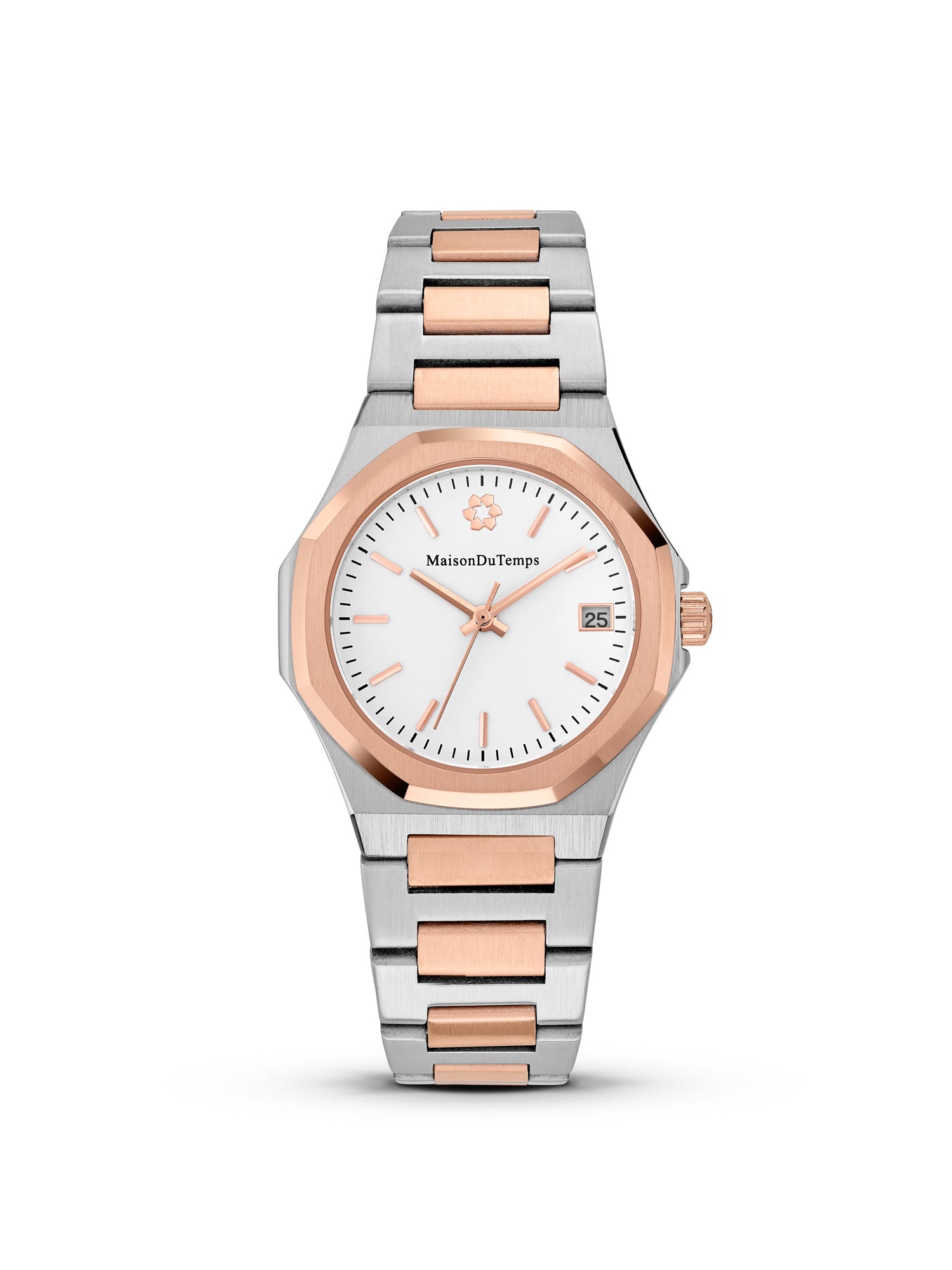 Montre Femme MTGamma Femme Blanc Quartz Miyota Bracelet Acier Doré Rose